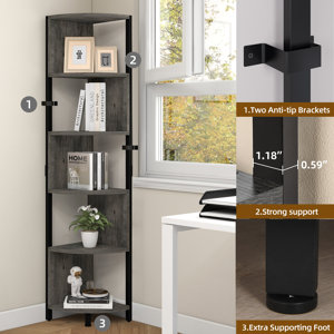 Ebern Designs 69"H 6-Tier Corner Etagere Bookcase & Reviews | Wayfair